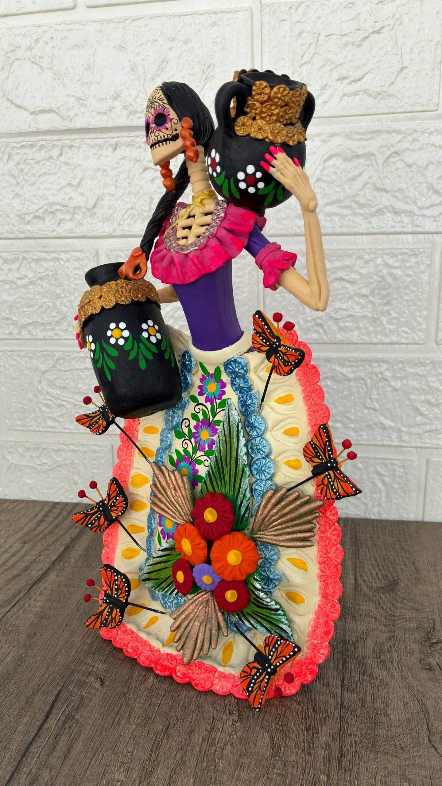 Catrina Skull Frida Kahlo Doll, Michoacan Mexico Made by Artisans Day ...