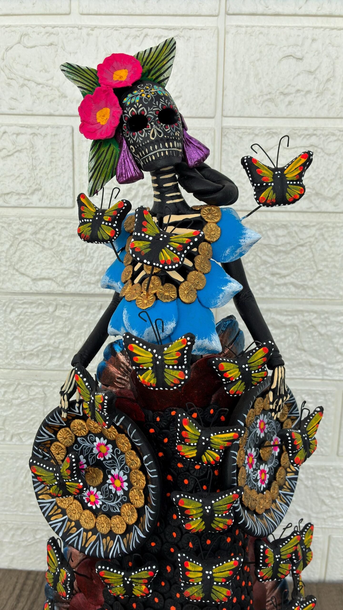 Catrina Skull Frida Kahlo Doll, Michoacan Mexico Made by Artisans Day ...