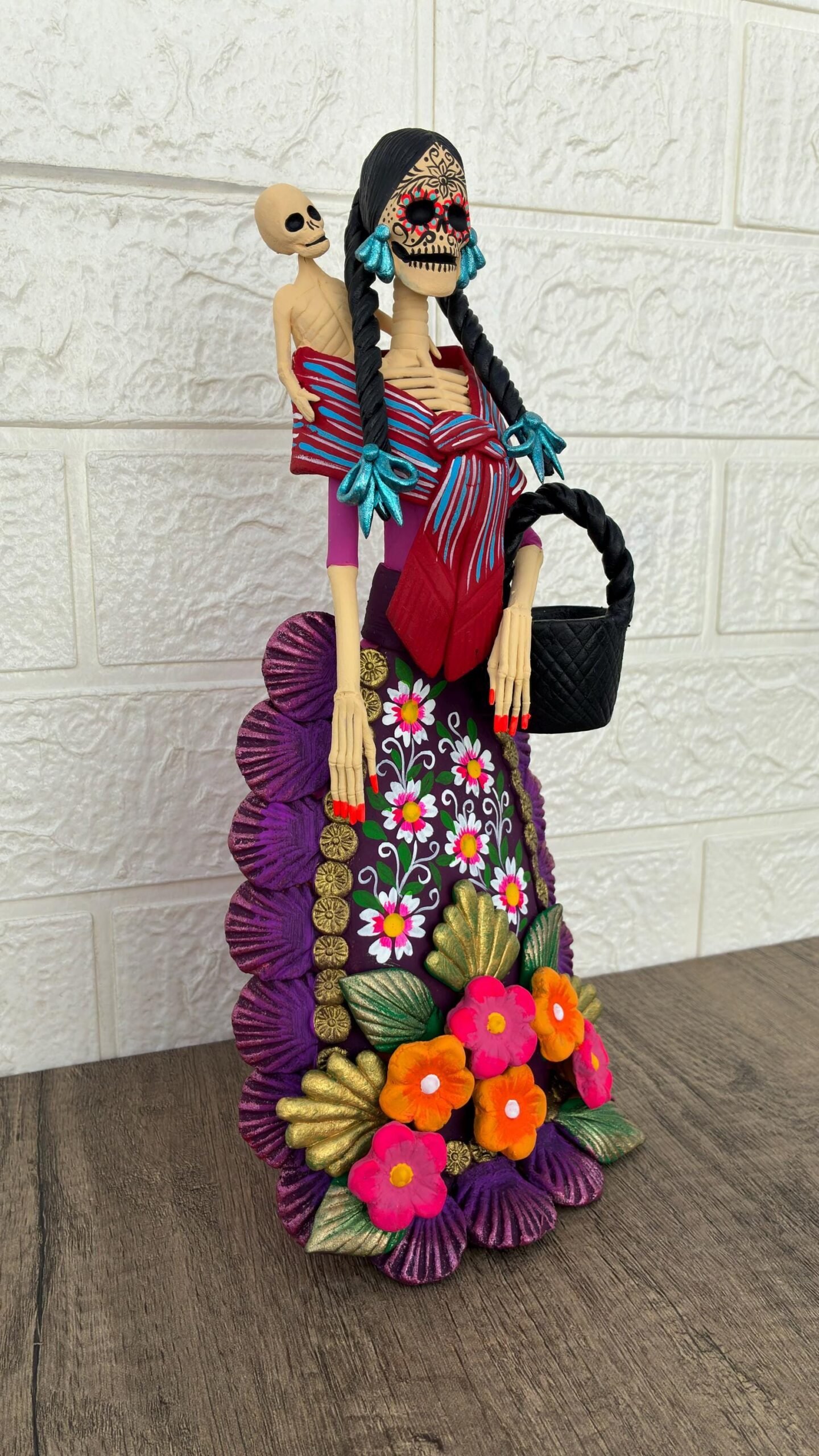 Catrina Skull Frida Kahlo Doll, Michoacan Mexico Made by Artisans Day ...