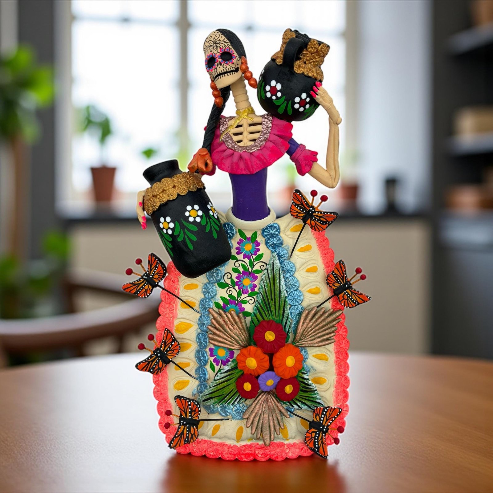 Catrina Skull Frida Kahlo Doll, Michoacan Mexico Made by Artisans Day ...