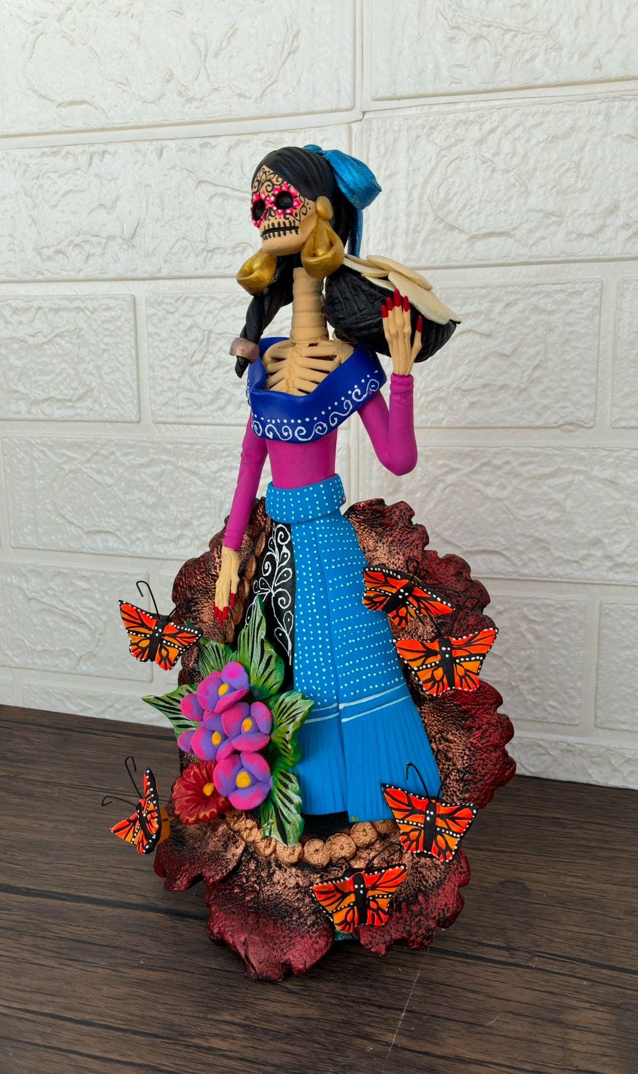 Catrina Skull Frida Kahlo Doll Michoacan Mexico Made by Artisans Day Of ...