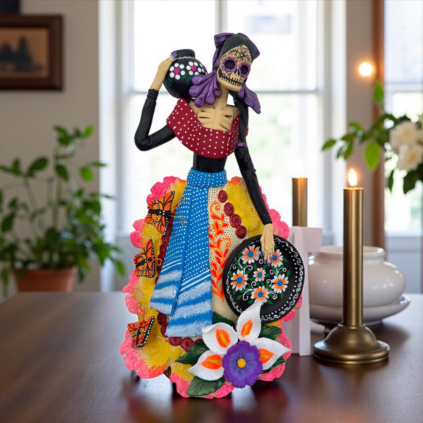 Catrina Skull Frida Kahlo Doll Michoacan Mexico Made by Artisans Day Of ...