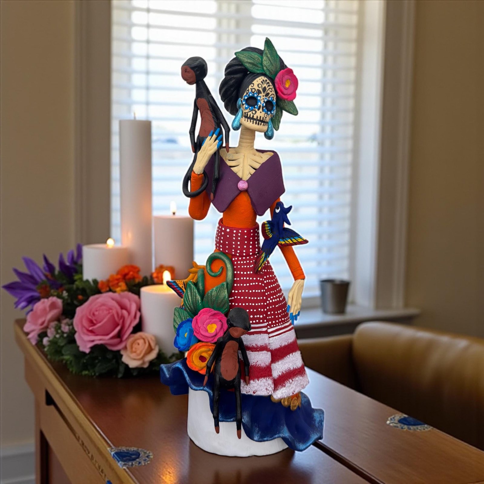 Catrina Skull Frida Kahlo Doll Michoacan Mexico Made by Artisans Day Of ...