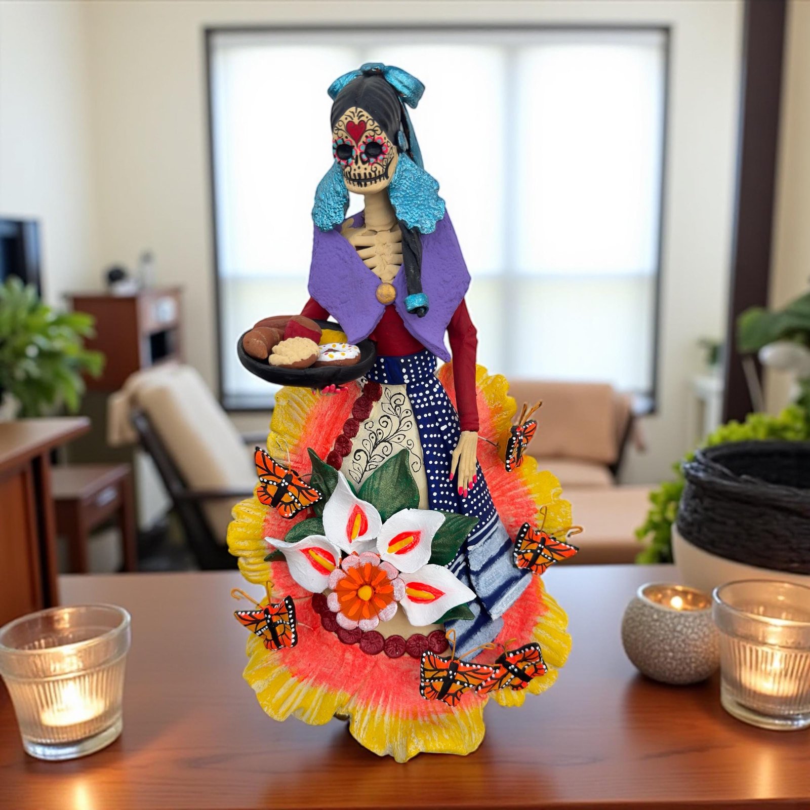 Catrina Skull Frida Kahlo Doll Michoacan Mexico Made by Artisans Day Of ...